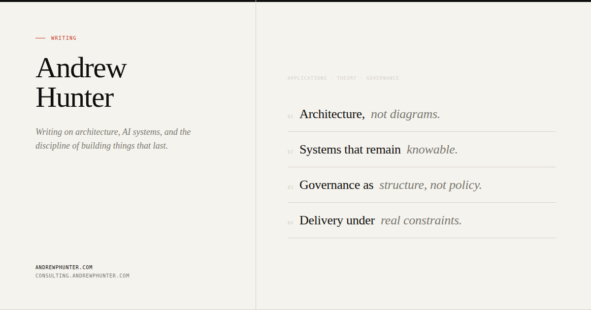 Andrew Hunter — Systems, Architecture, and Engineering Governance